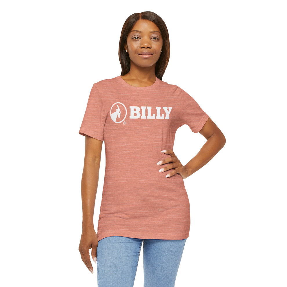 BILLY Adult Unisex Jersey Short Sleeve Tee (White Horizontal Logo ...